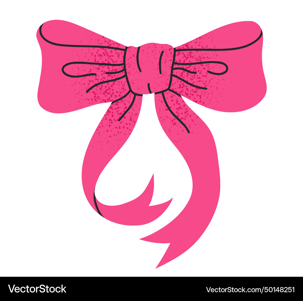 Pink bow hand drawn holidays gift box decoration Vector Image