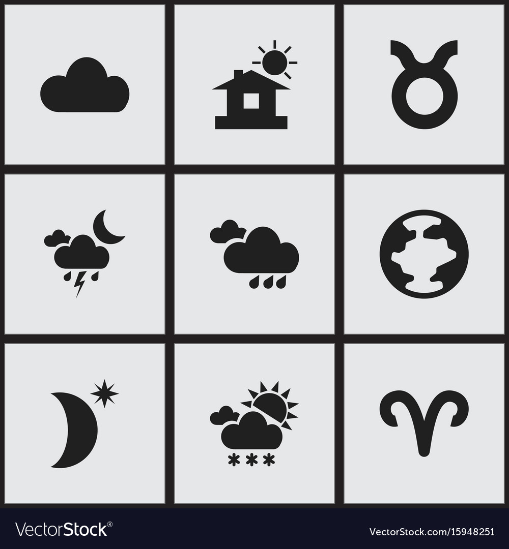 Set of 9 editable weather icons includes symbols Vector Image