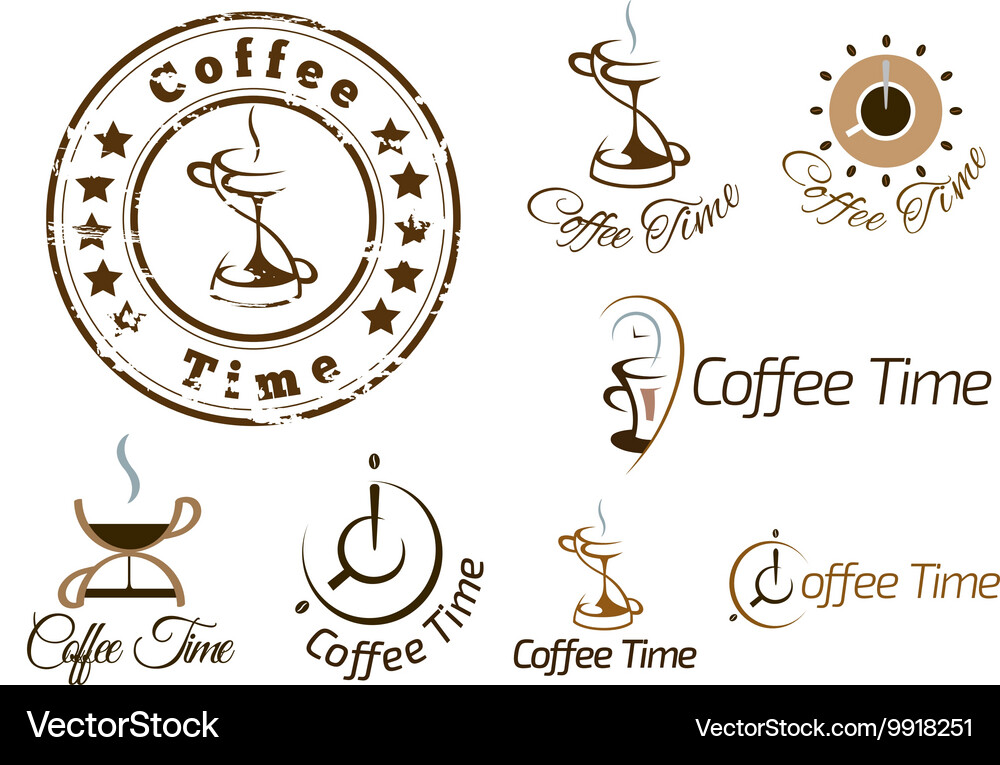 Set of coffee time logo design Royalty Free Vector Image