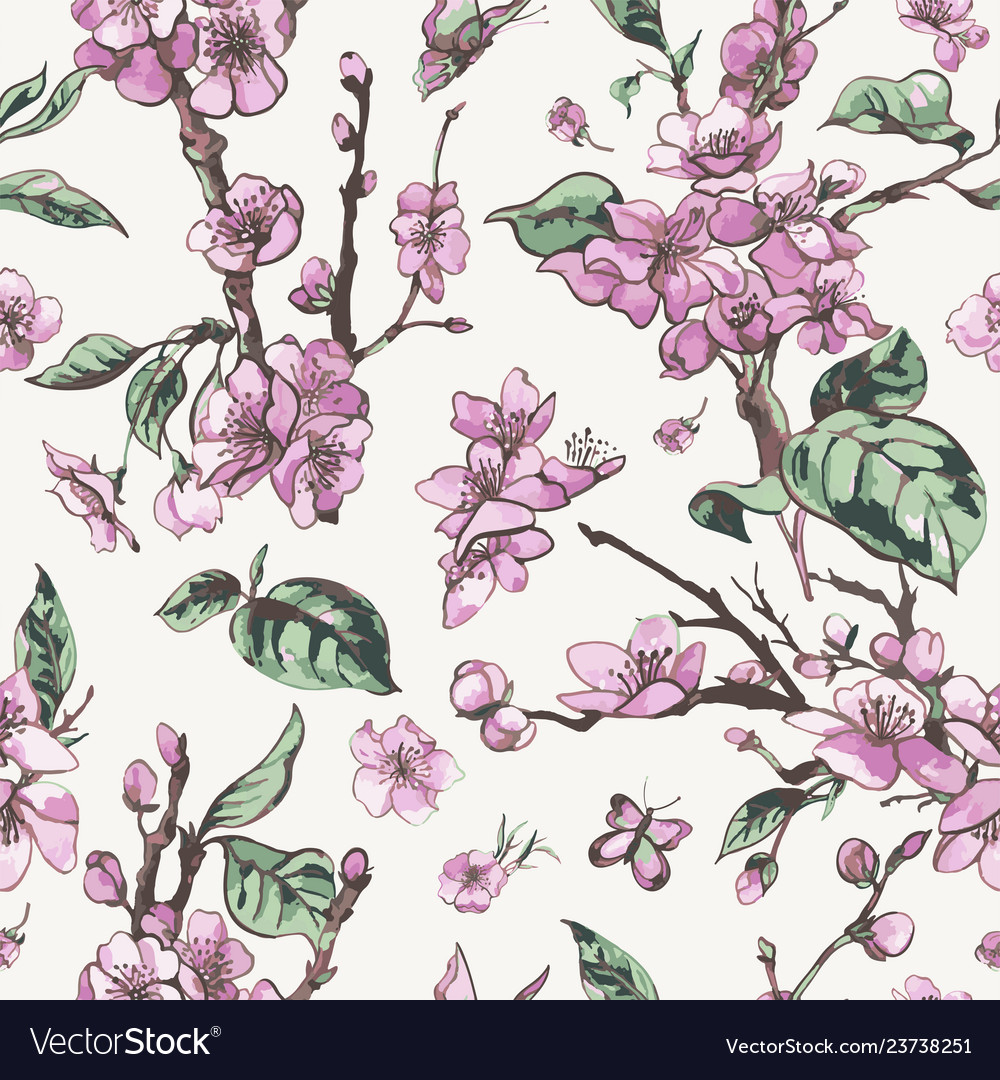 Spring seamless pattern vintage floral Royalty Free Vector