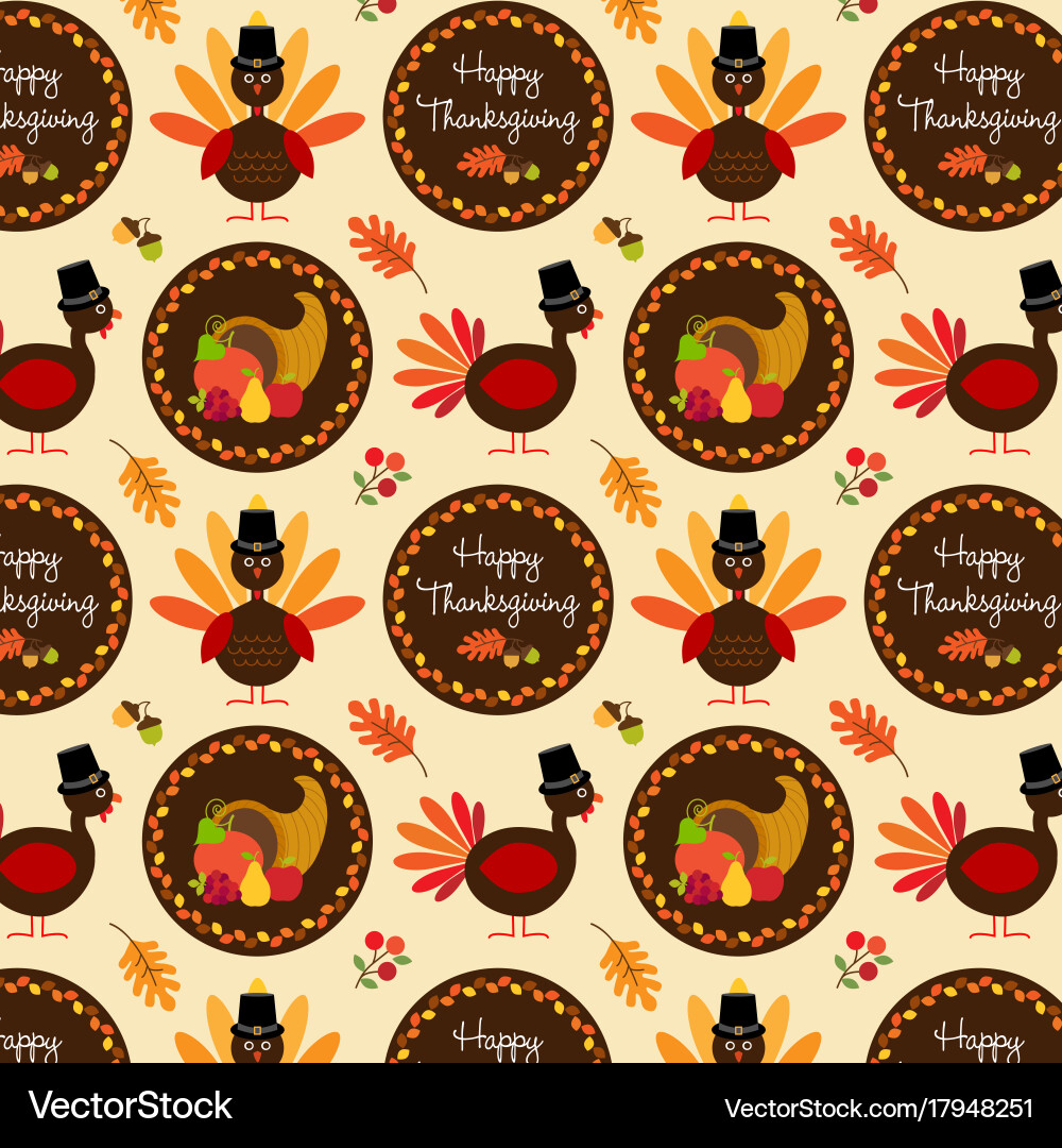 Thanksgiving pattern with turkeys Royalty Free Vector Image