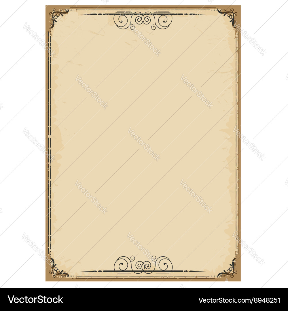 Vintage background on old paper with ornate frame Vector Image