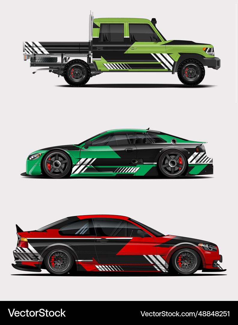 Vinyl vehicle wrap sticker design car Royalty Free Vector