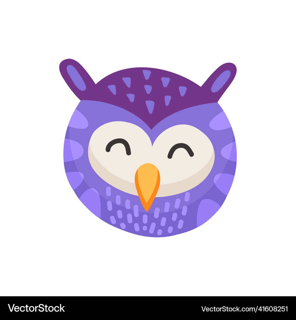 Wise owl isolated brown smart bird cartoon head Vector Image