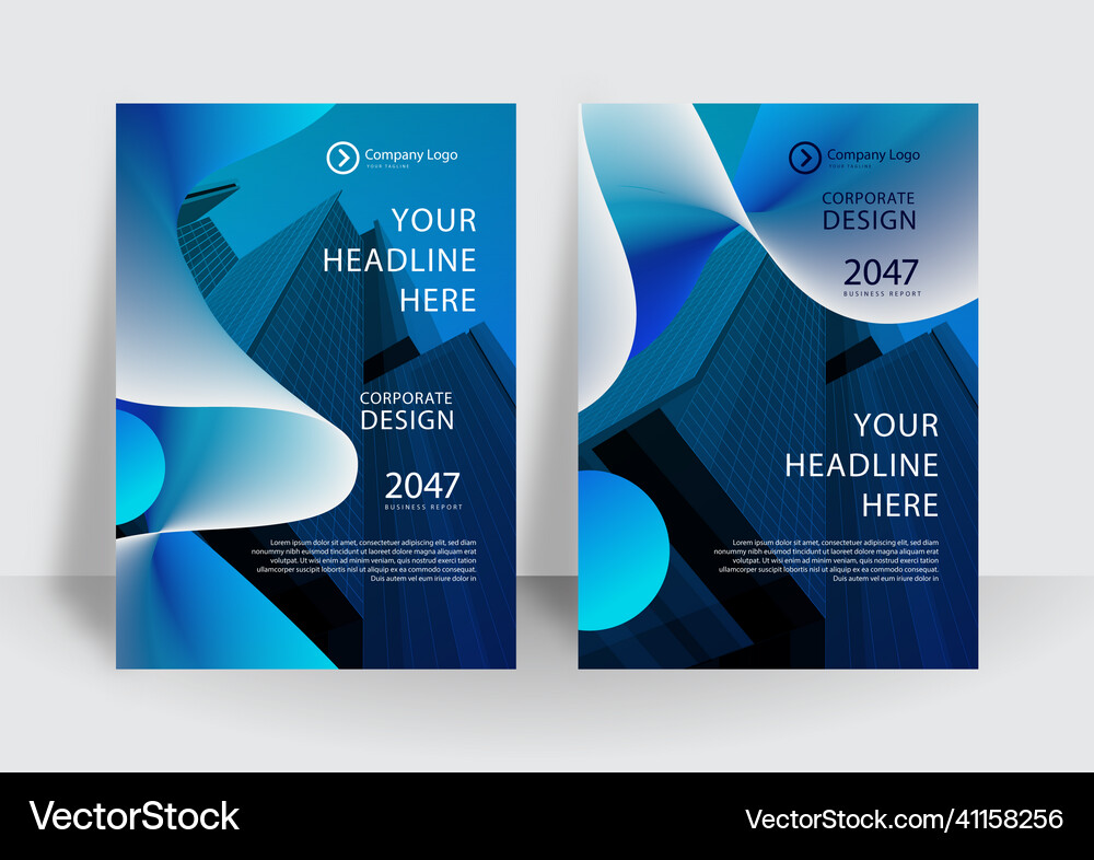 Blue curve business proposal leaflet brochure Vector Image