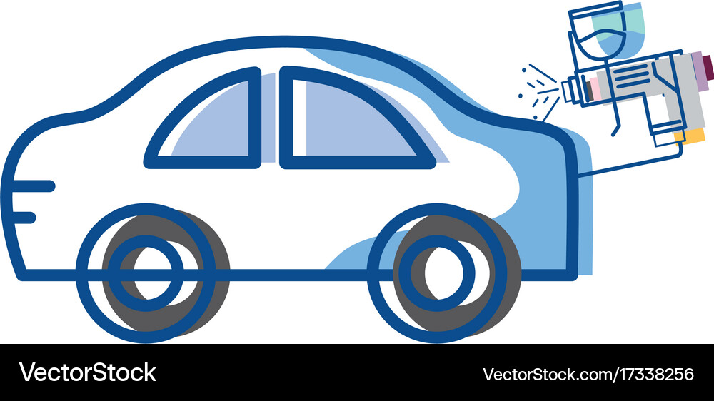 Car with pistol oil injector element service Vector Image