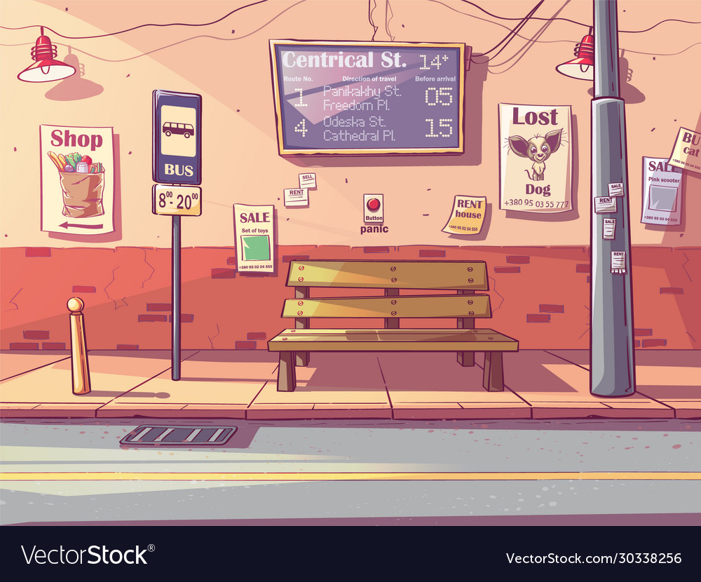 Colored bus stop background Royalty Free Vector Image