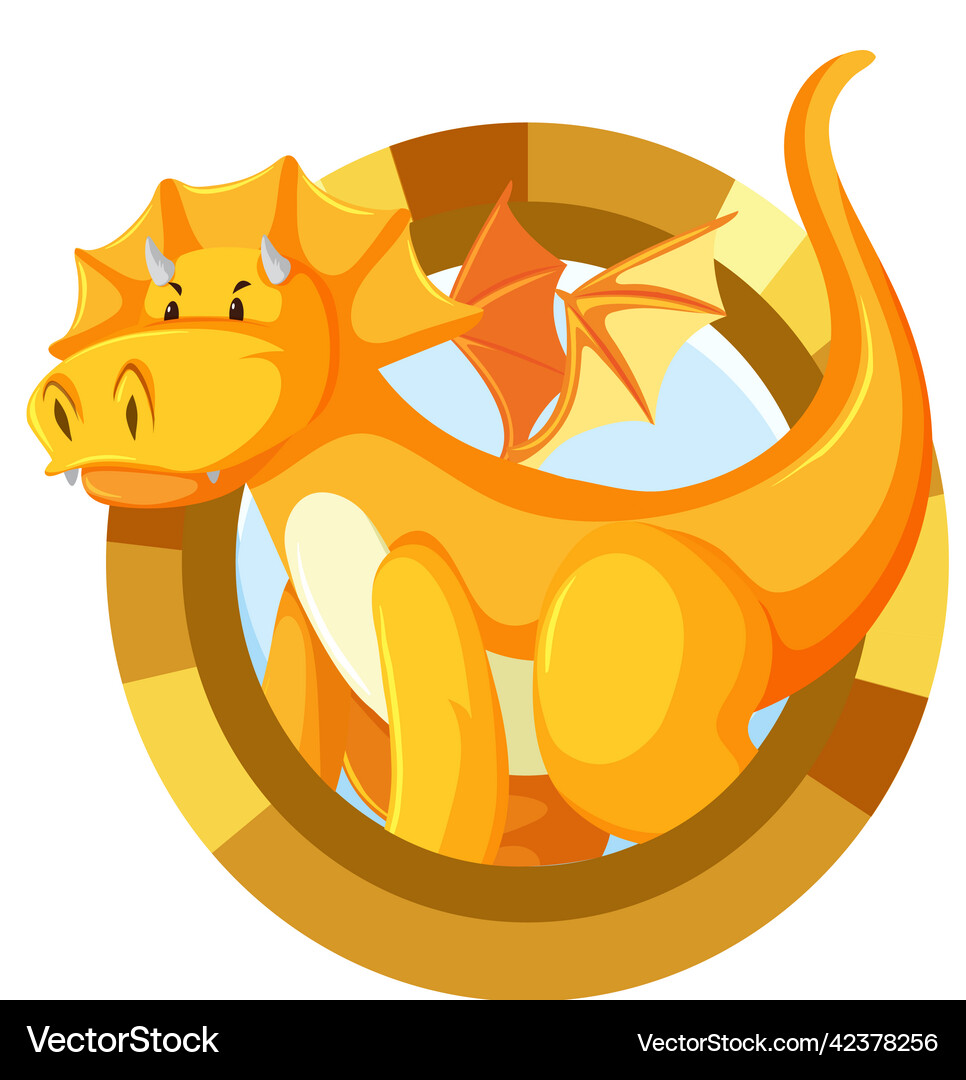 Cute yellow dragon cartoon character Royalty Free Vector