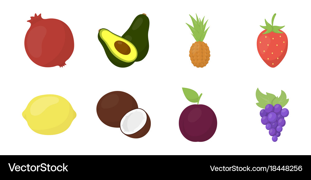Different fruits icons in set collection Vector Image