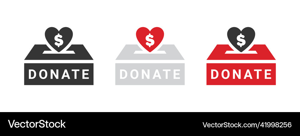Donation icons box badges charity Royalty Free Vector Image