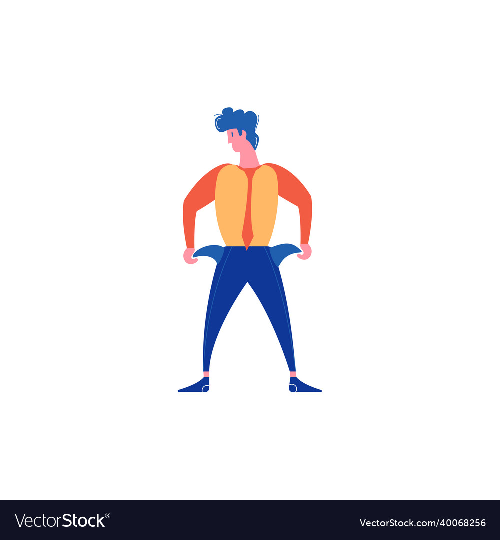 Empty pockets man composition Royalty Free Vector Image