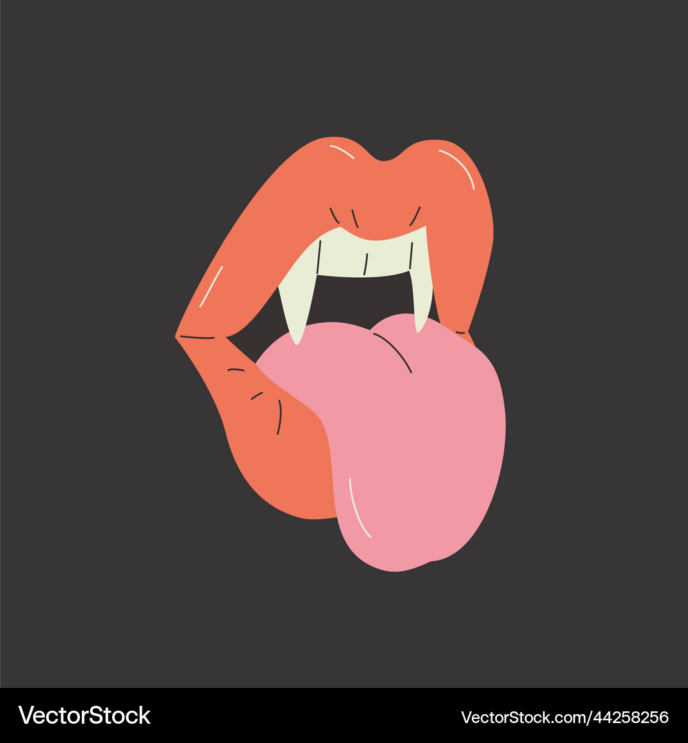 Female vampire lips funky cartoon womans open Vector Image