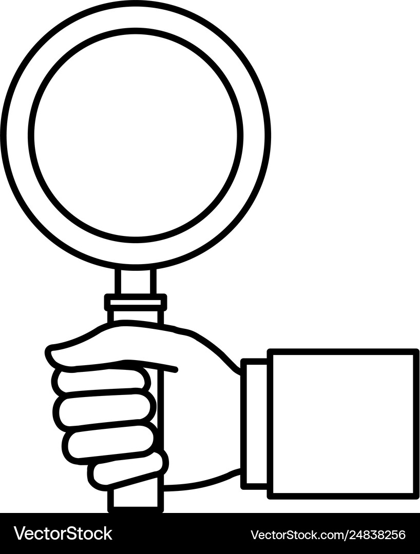 Hand human with magnifying glass isolated icon Vector Image
