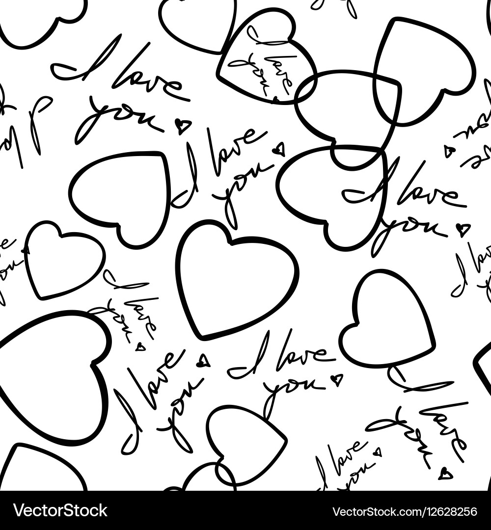 I love you phrase and hearts seamless pattern Vector Image
