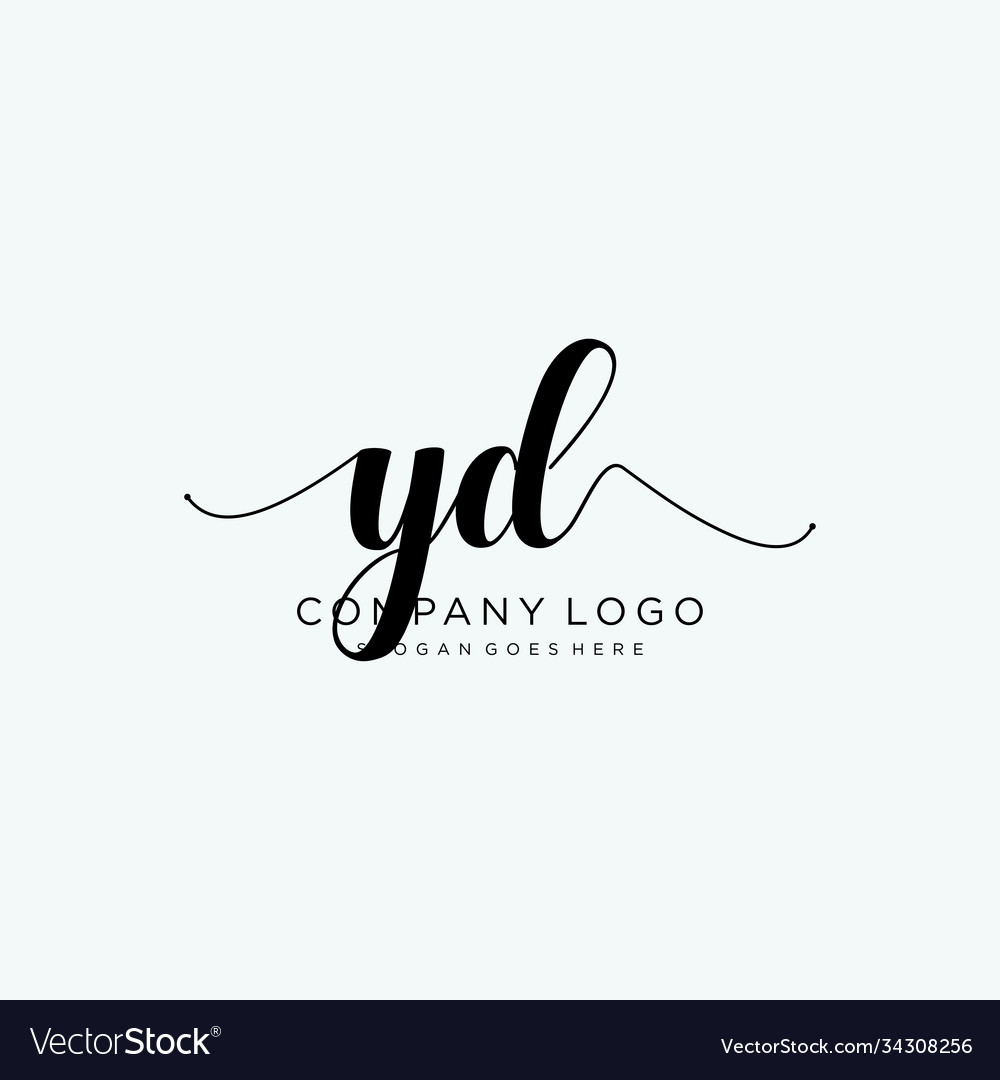 Initial yd handwriting logo with circle template Vector Image