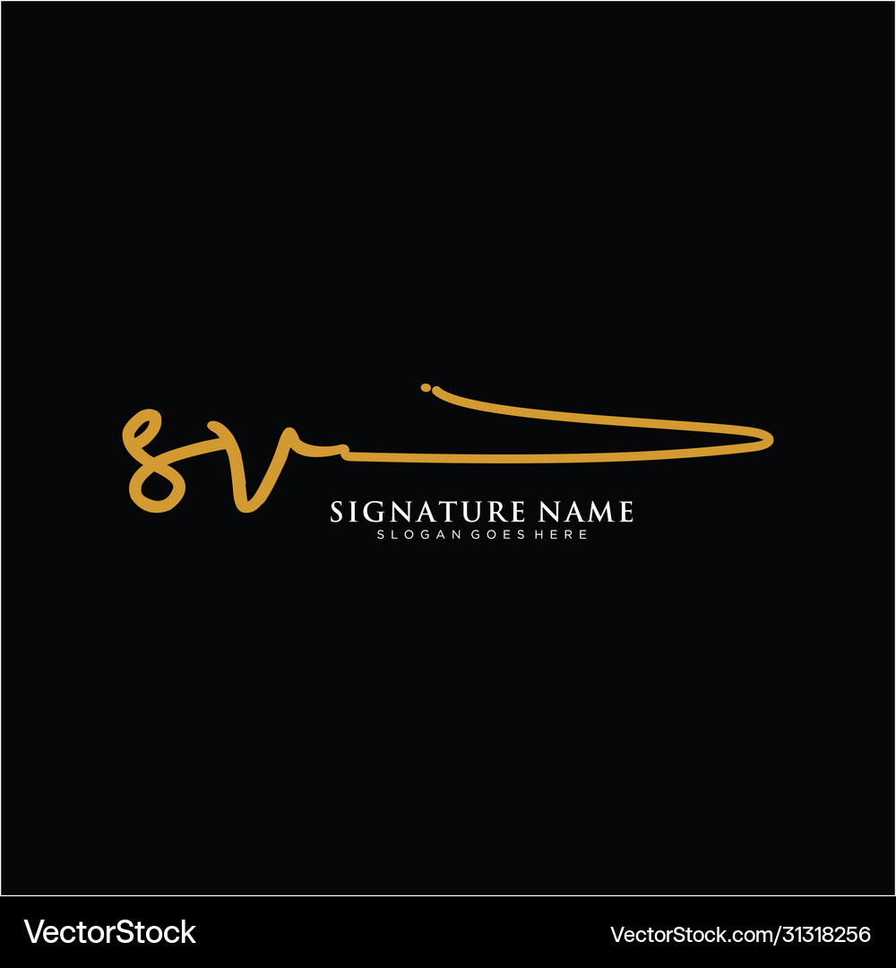 Letter sv signature logo template Royalty Free Vector Image