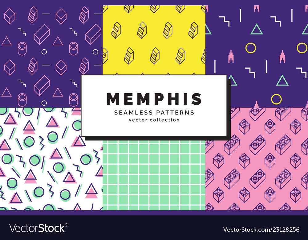 Memphis seamless patterns set Royalty Free Vector Image