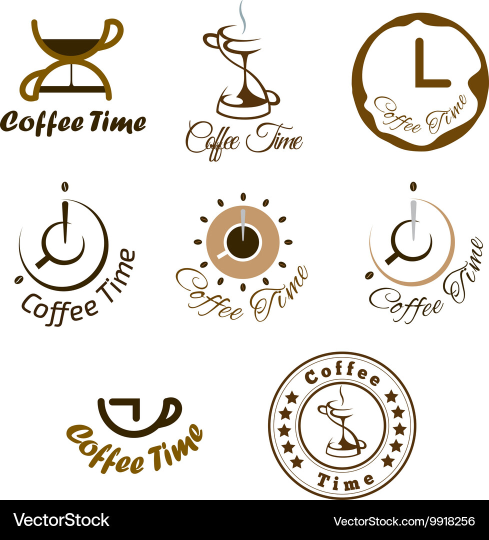 Set of coffee time logo design Royalty Free Vector Image
