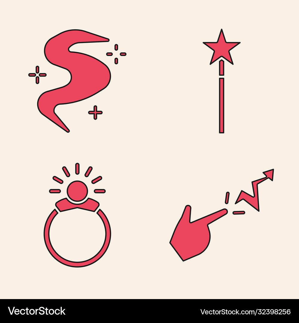 Set spell magic fog or smoke magic wand Royalty Free Vector