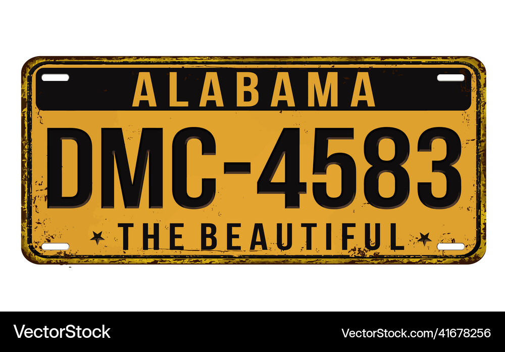 Vintage Alabama License Plate Royalty Free Vector Image