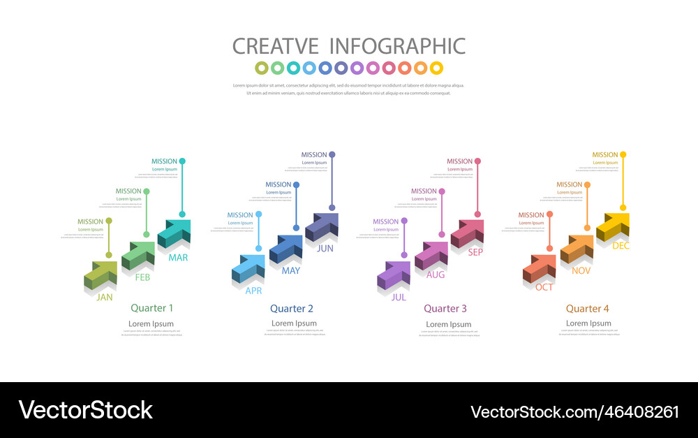 12 months or 1 year timeline infographic timeline Vector Image