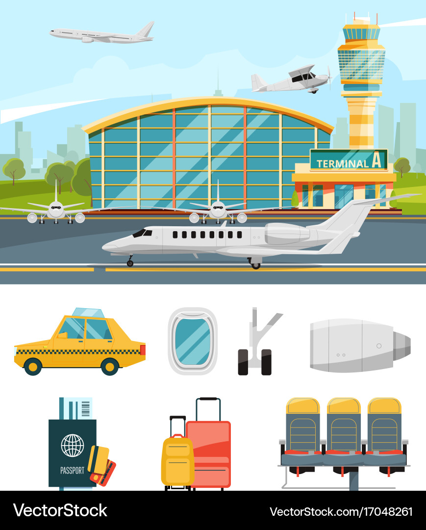 Airport terminal aircraft Royalty Free Vector Image