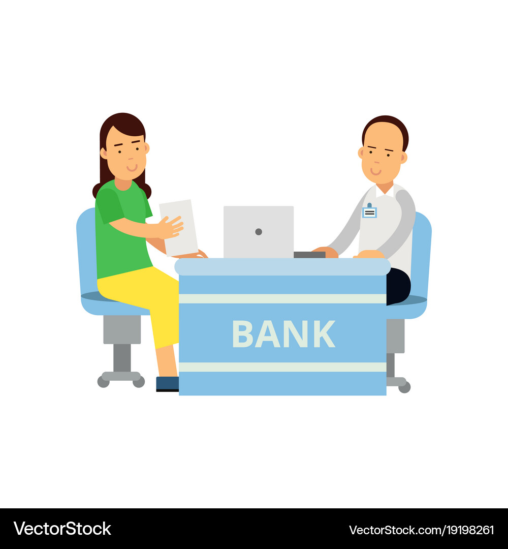Banking consultant advises client on financial Vector Image