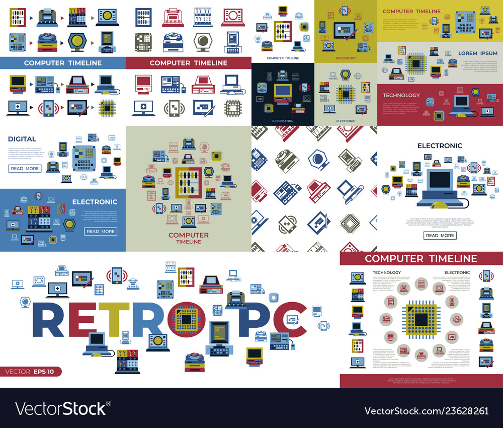 Digital personal computer timeline Royalty Free Vector Image Digital personal computer timeline Royalty Free Vector Image