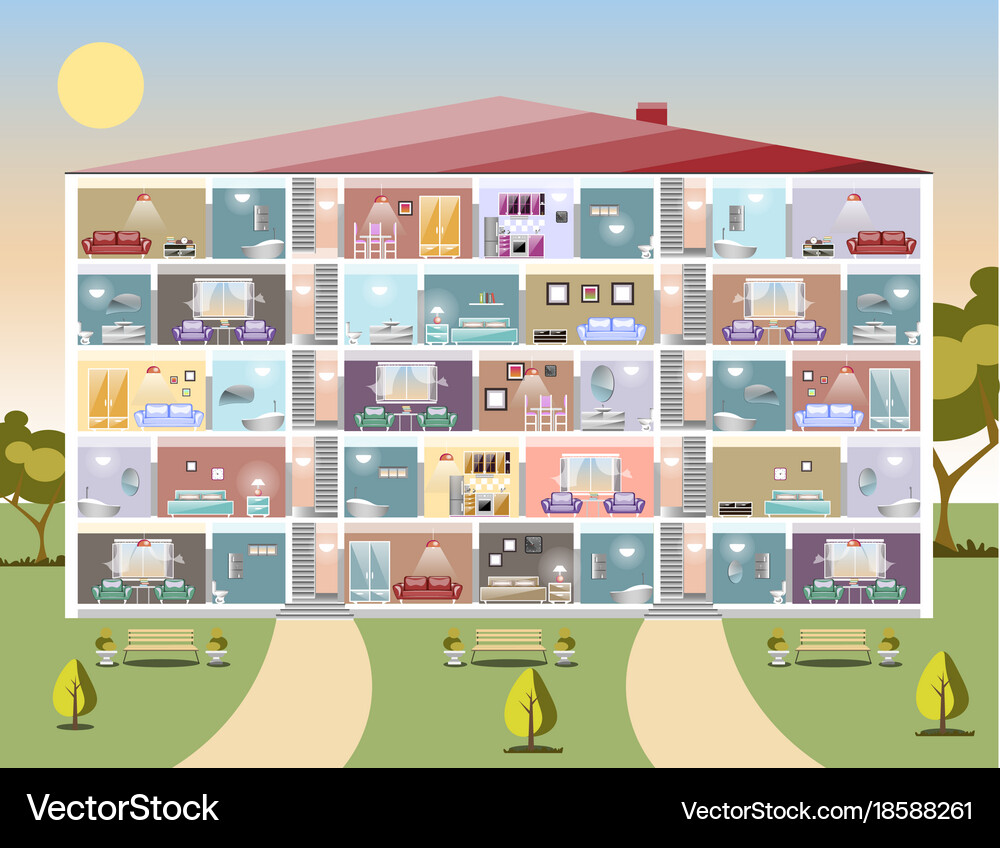 Home interior of a large house Royalty Free Vector Image