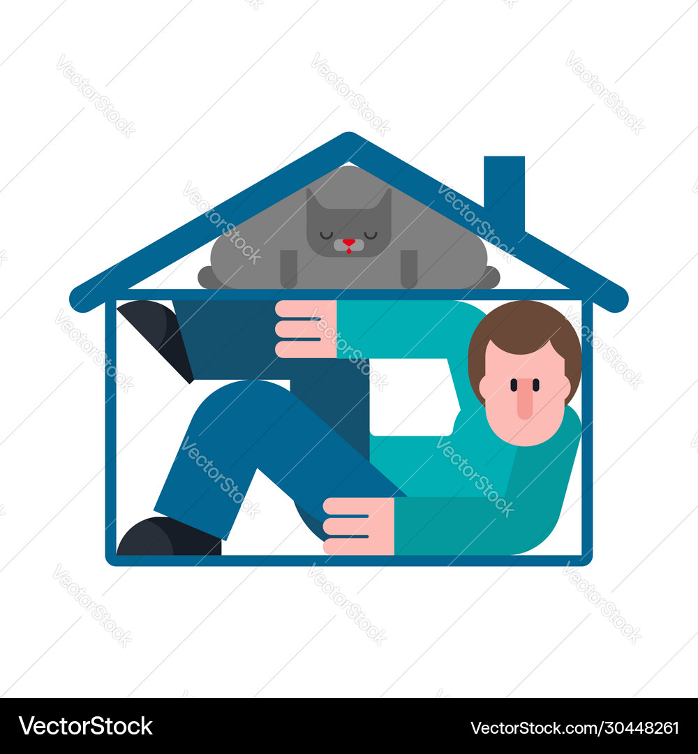 I stay at home man is at home self isolation mode Vector Image