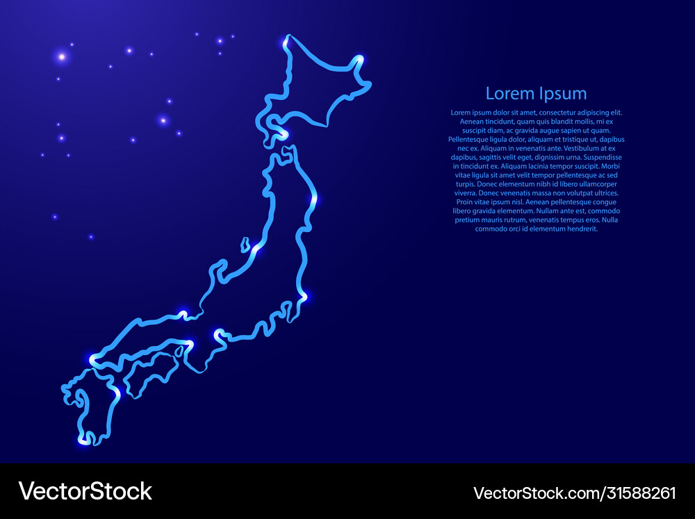 Japan map from contour classic blue color Vector Image
