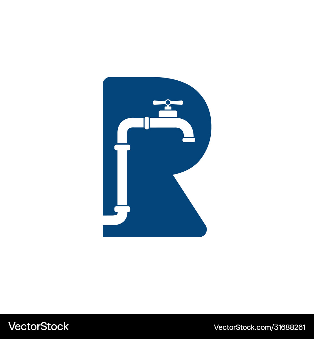 Letter r plumber service logo Royalty Free Vector Image