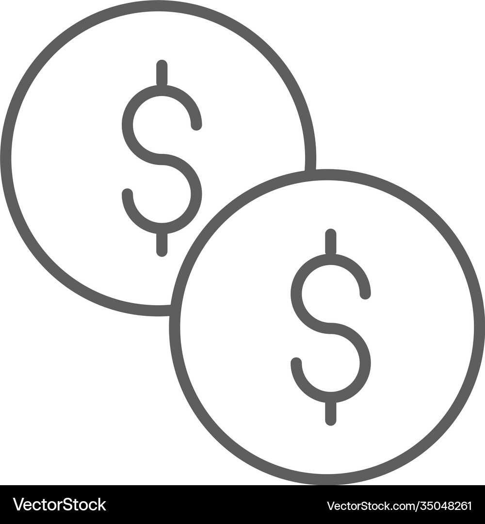 Money coins currency in thin line style Royalty Free Vector