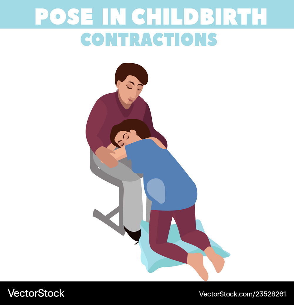 Pose in childbirth birth pains relief labor Vector Image