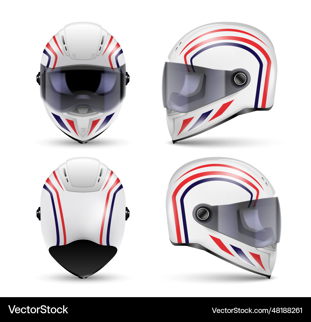 Realistic motorbike helmets collection Royalty Free Vector