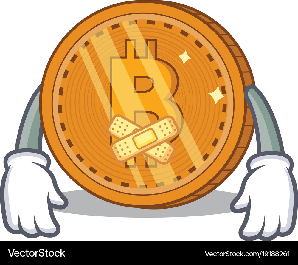Silent bitcoin coin character cartoon Royalty Free Vector