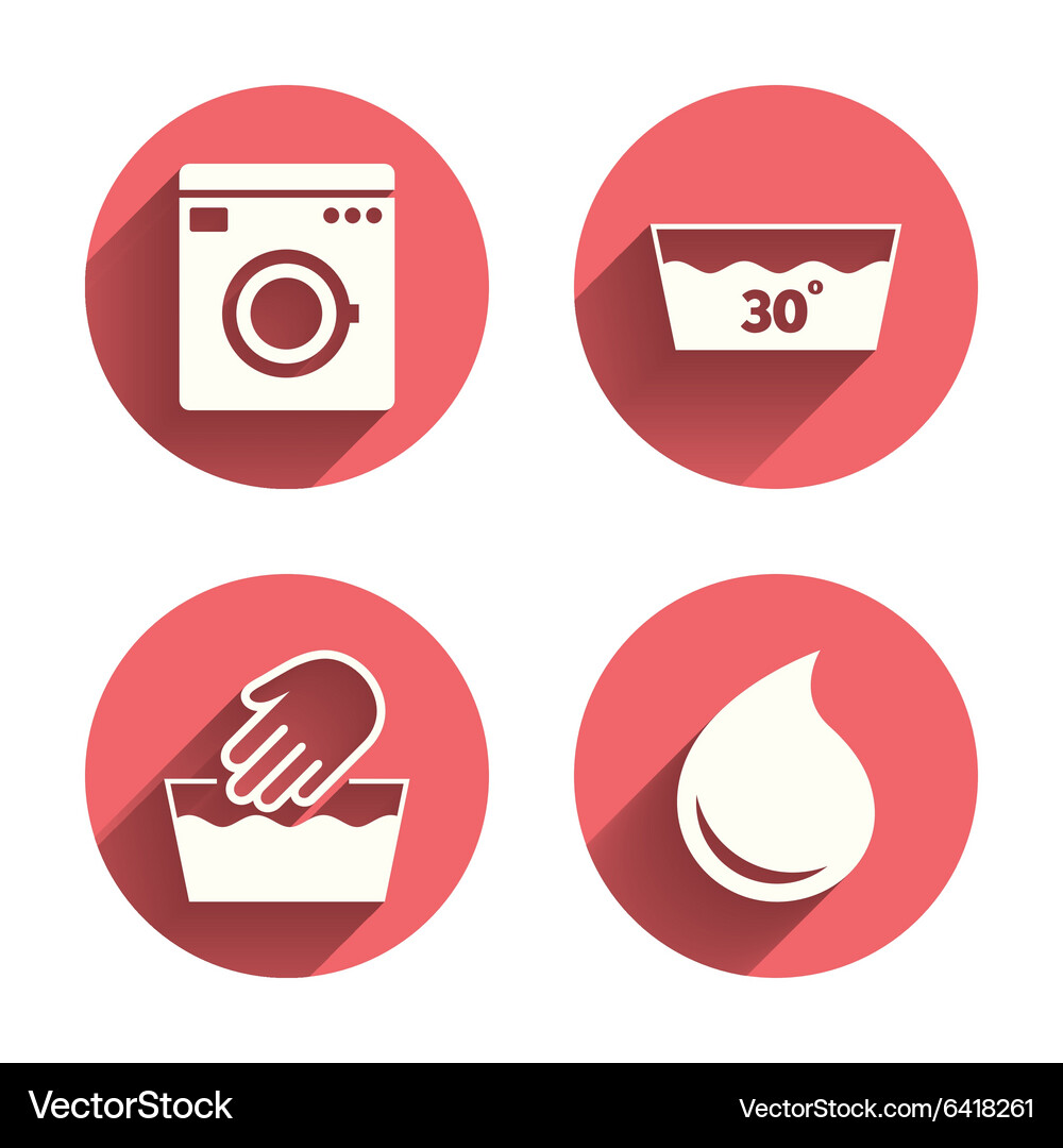 Wash icons Machine washable at thirty degrees Vector Image