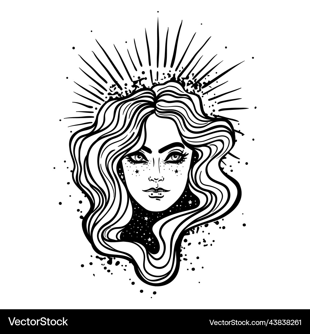 Young beautiful witch mystic character alchemy Vector Image