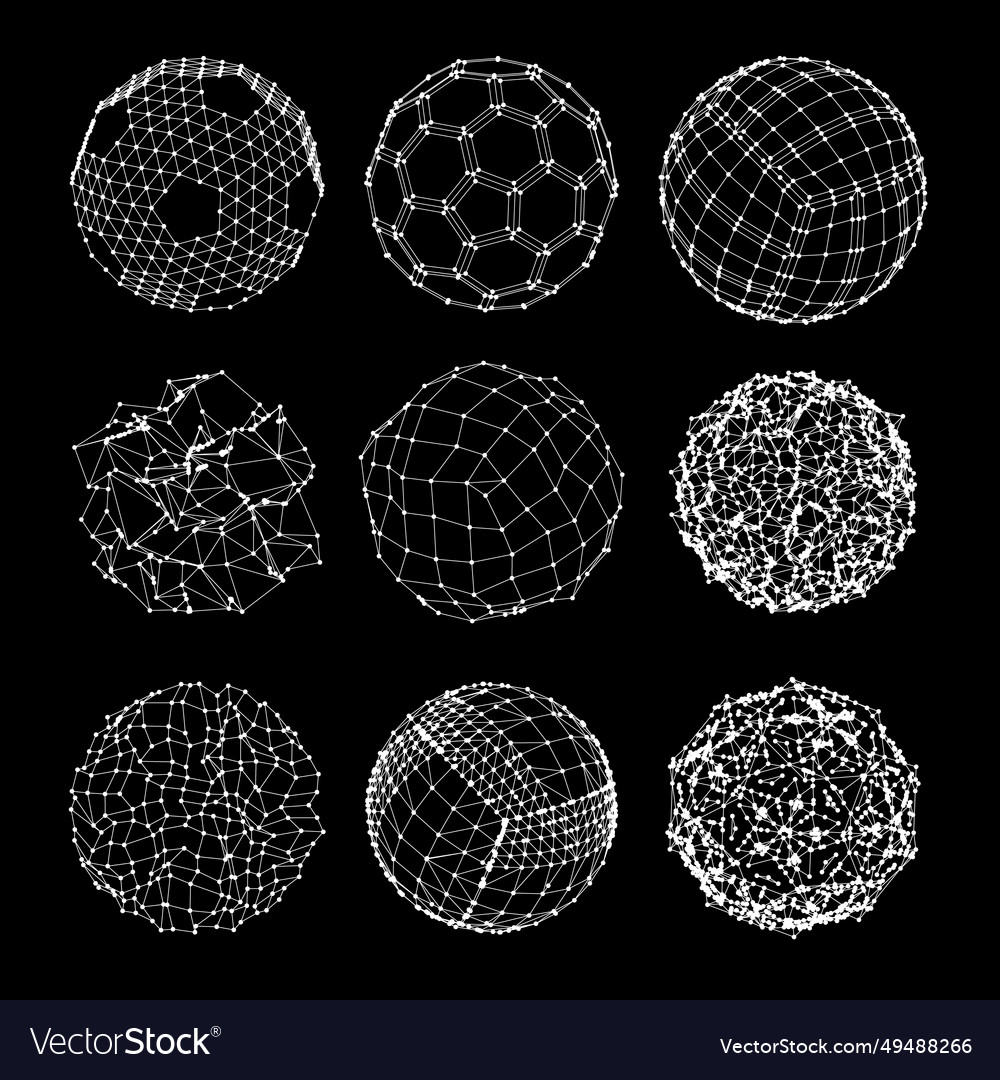 3d Sphere Mesh Grid Ball Or In Of Line Royalty Free Vector