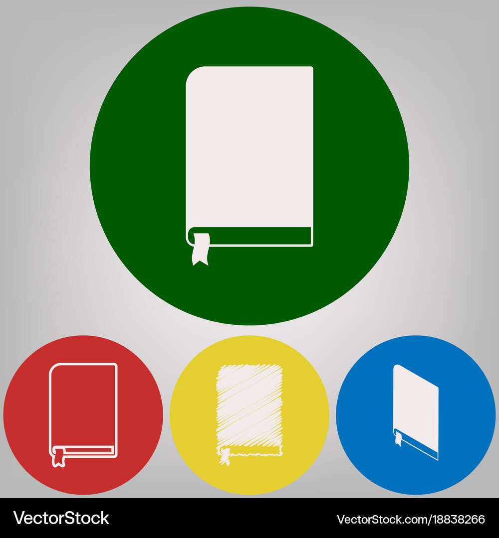 Book sign 4 white styles icon Royalty Free Vector Image