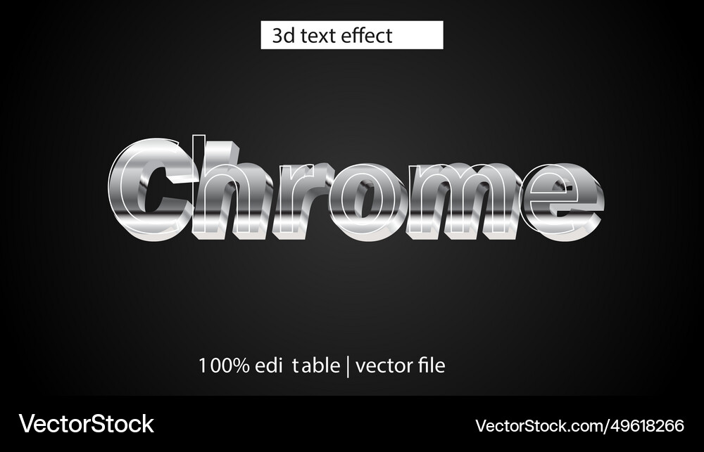 Chrome metal 3d text effect editable eps Vector Image