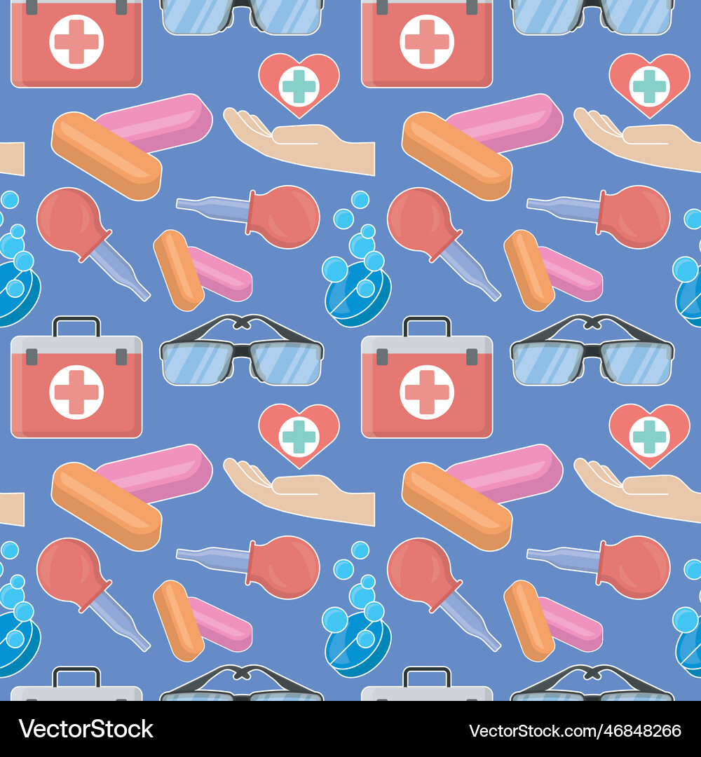 Color medical pattern with elements of pills Vector Image