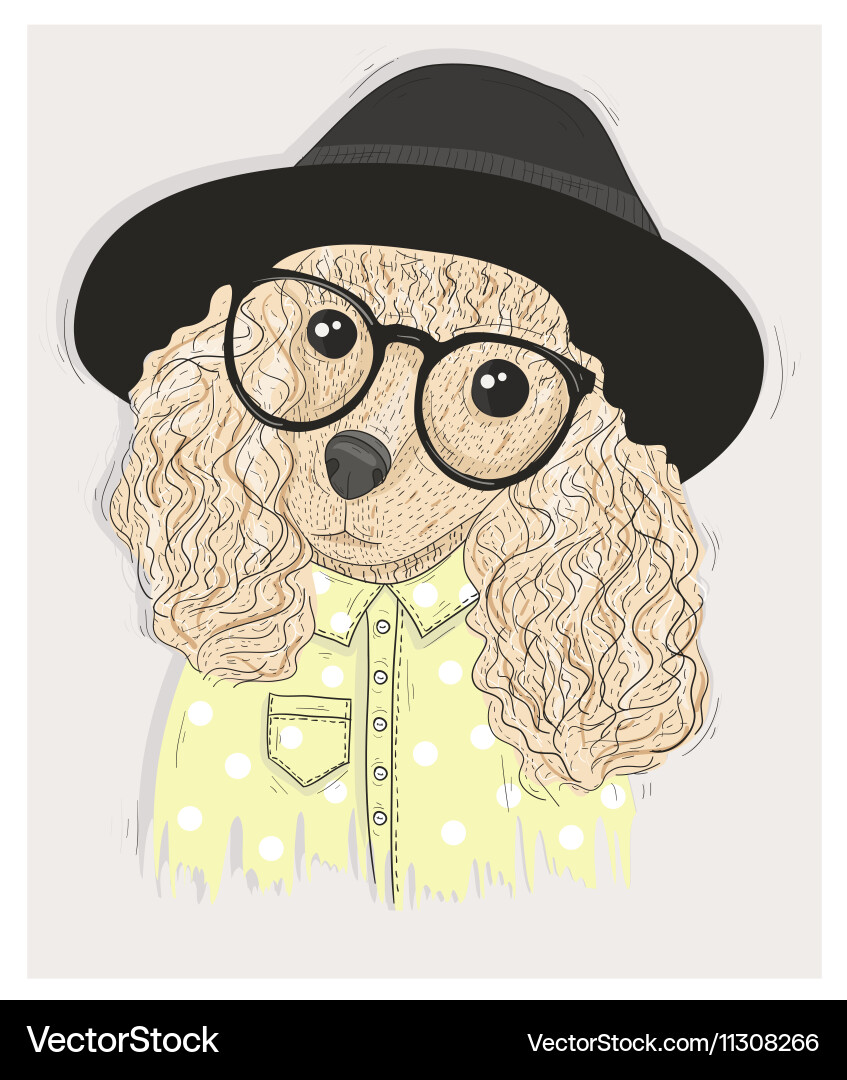 Cute hipster dog with glasses Royalty Free Vector Image
