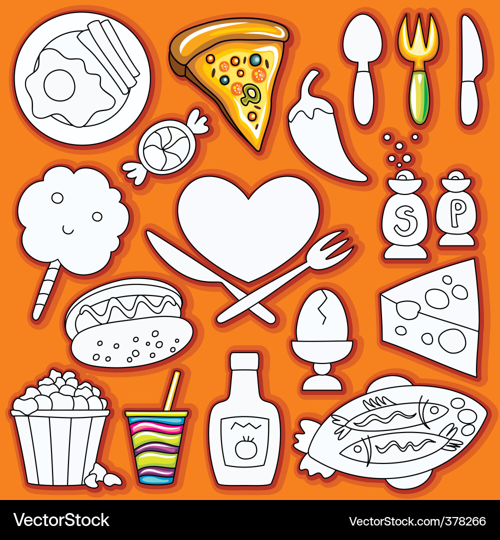 Doodle set of food Royalty Free Vector Image - VectorStock