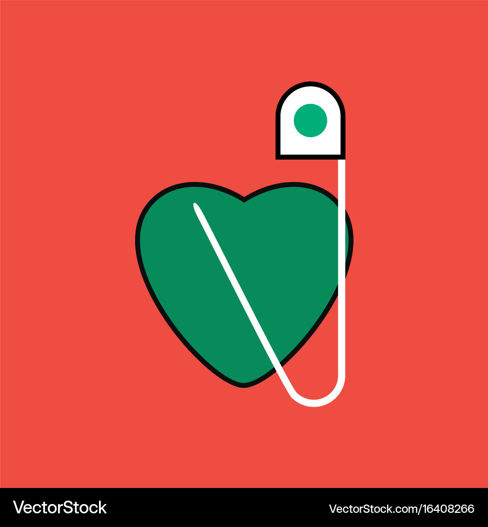 Flat icon design collection heart with a safety Vector Image