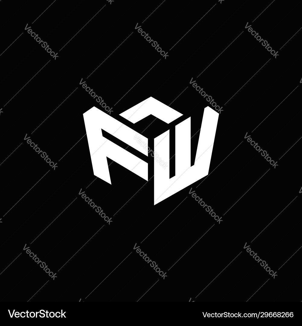 Fw logo monogram with emblem style ribbon design Vector Image
