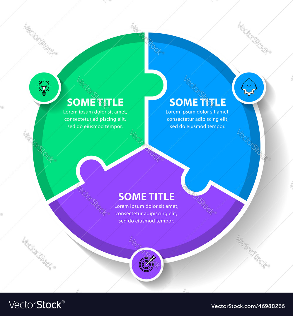 Infographic template circle divided into 3 parts Vector Image