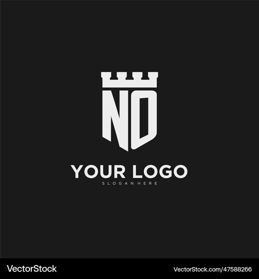 Initials no logo monogram with shield Royalty Free Vector