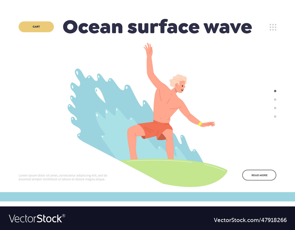 Ocean surface wave landing page website template Vector Image