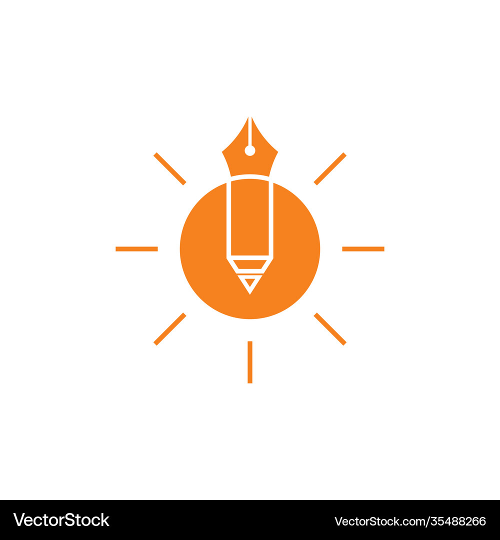 Pen pencil light bulb education decoration logo Vector Image